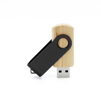 Metal Swivel Black Wooden USB Flash Drive – 32GB - Presense